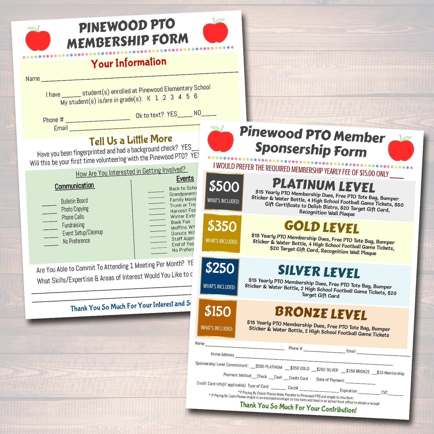 PTO - PTA Forms Template Set | TidyLady Printables