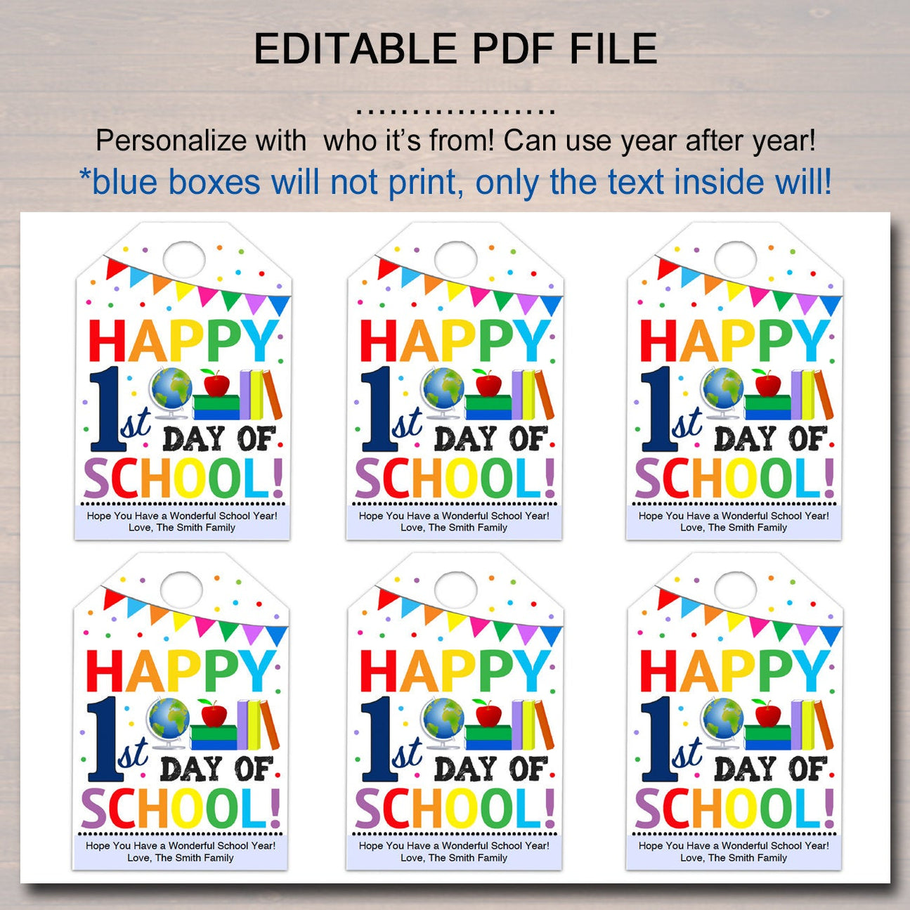 Happy First Day of School - Back To School Printable Tags — TidyLady ...