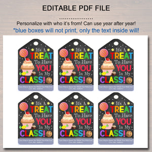 Teacher Welcome Gift Tags "Treat To Have you In My Class" — TidyLady ...