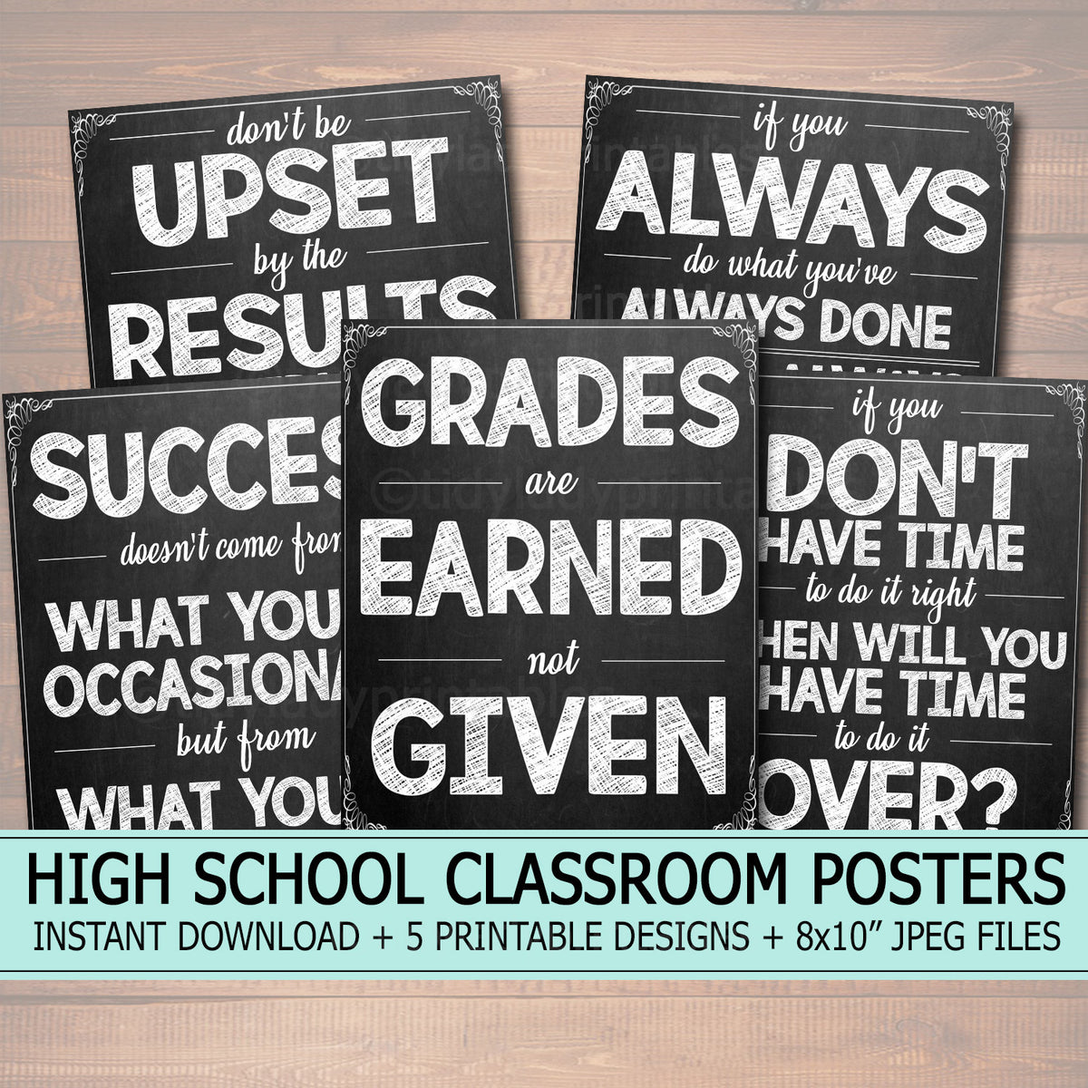 Chalkboard High School Poster Set | TidyLady Printables