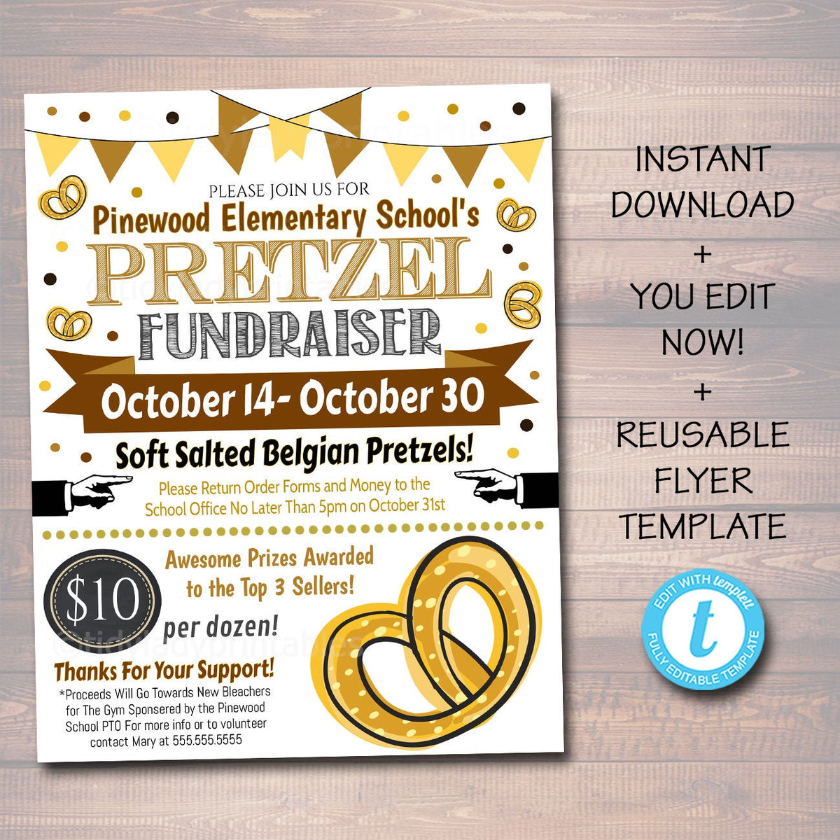 Pretzel Fundraiser Flyer Template | TidyLady Printables
