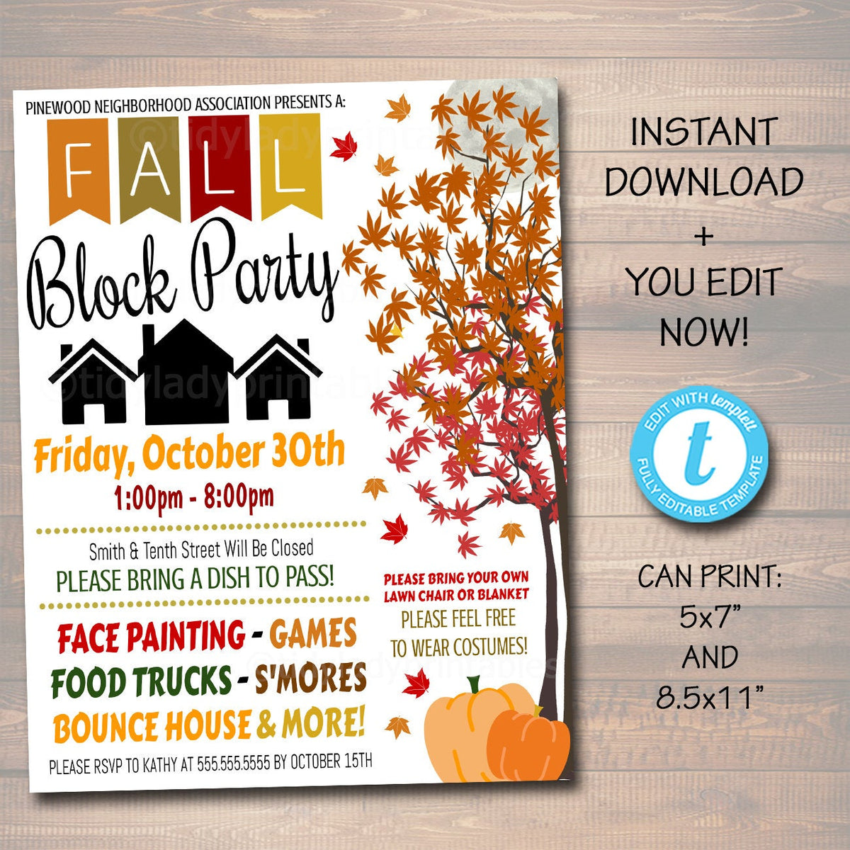 Fall Block Party Festival Harvest Invite | TidyLady Printables