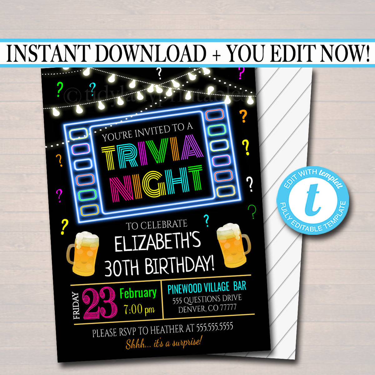 Trivia Night Party Invitation | TidyLady Printables
