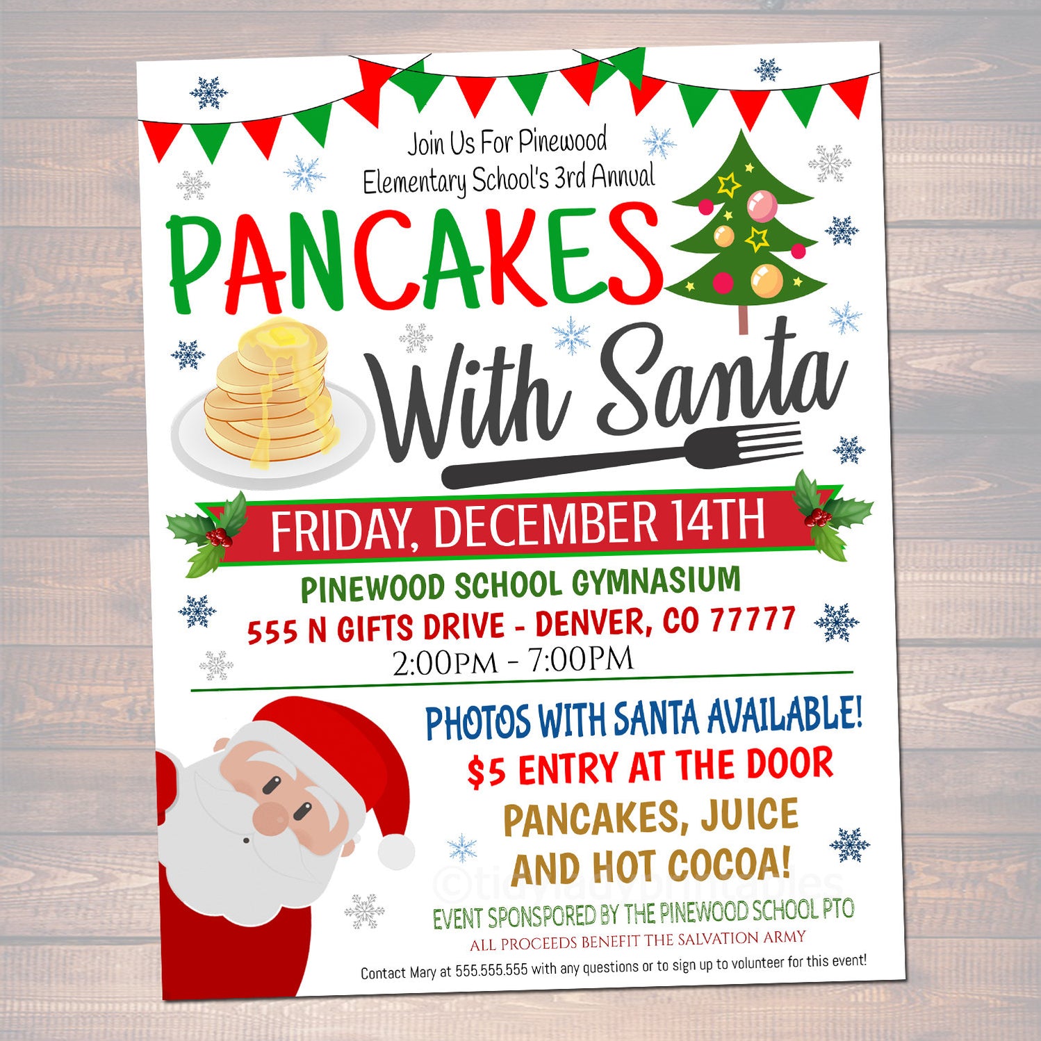 Pancakes with Santa Flyer - Breakfast with Santa Invitation — TidyLady ...