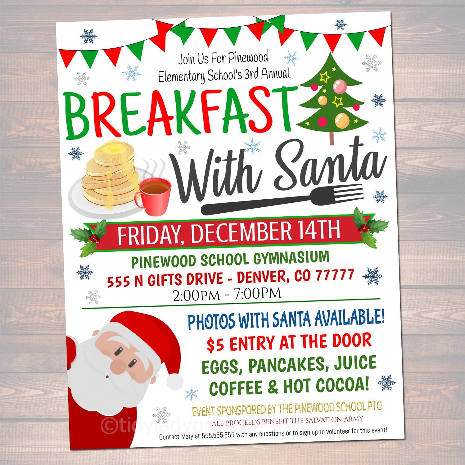 Breakfast With Santa Flyer Invite | TidyLady Printables