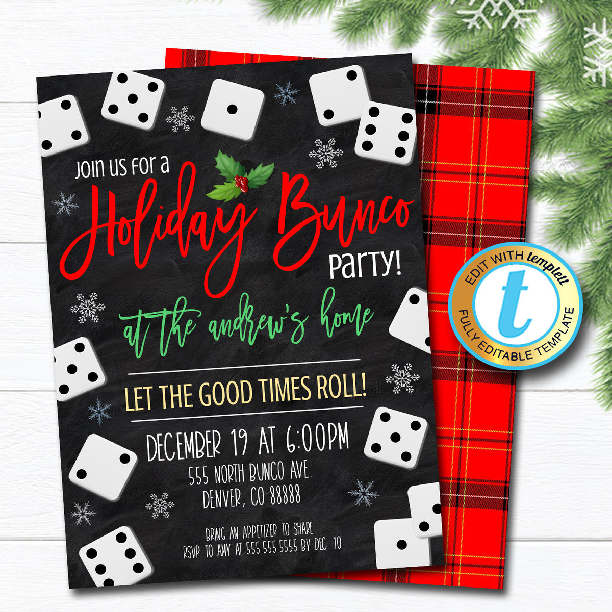 Christmas Bunco Party Invite | TidyLady Printables