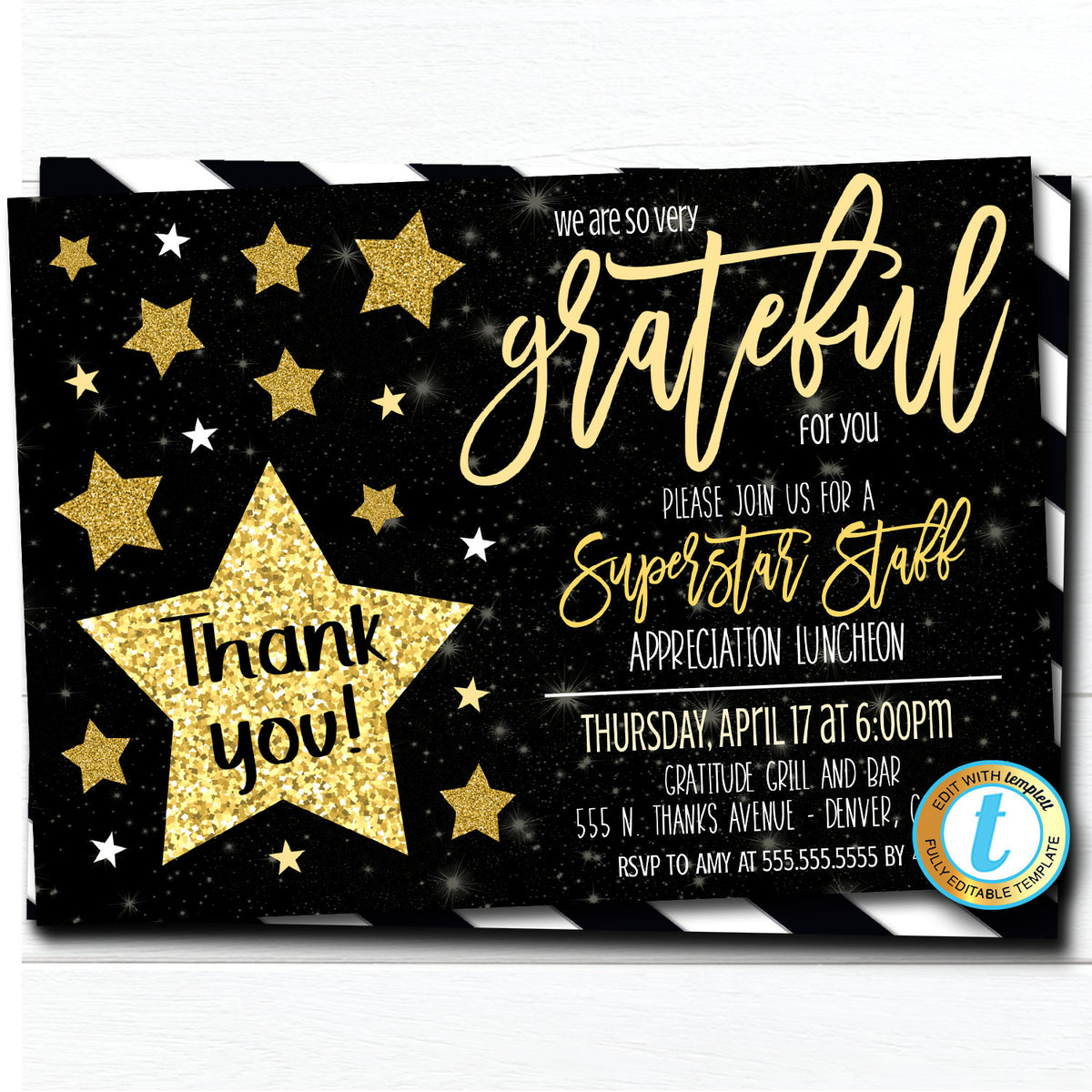 Appreciation Event Invitation "Grateful For You" Template — TidyLady ...