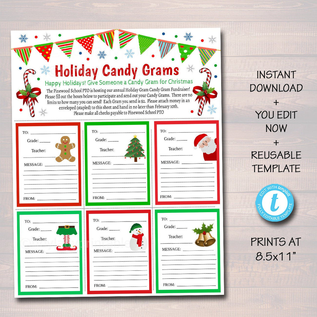 Christmas Candy Gram Flyer | TidyLady Printables
