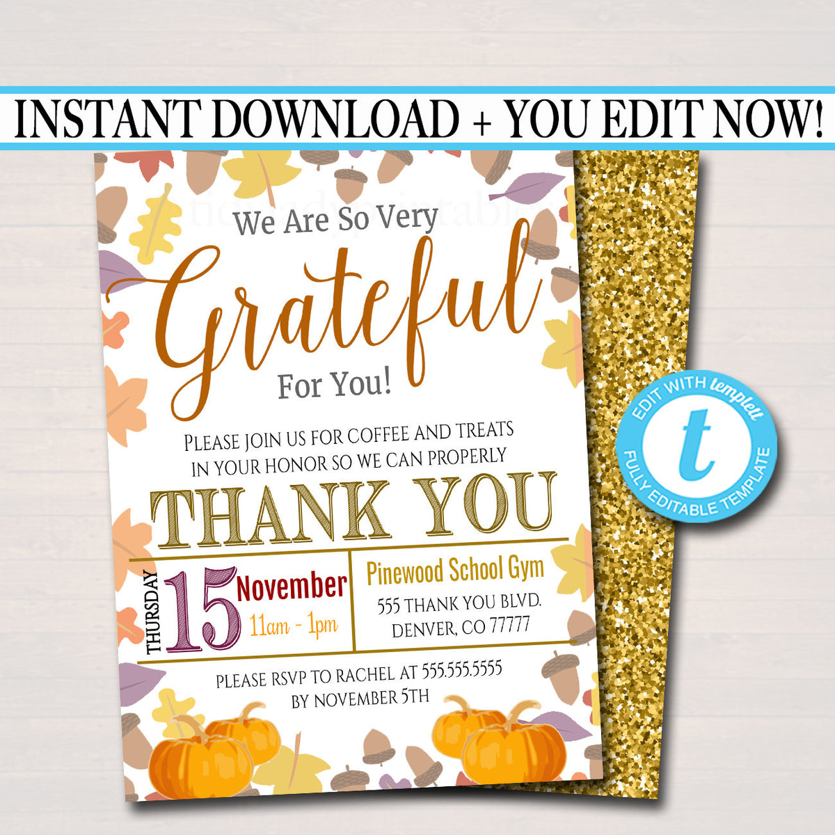 Fall Appreciation Invitation - Grateful For You Printable — TidyLady ...