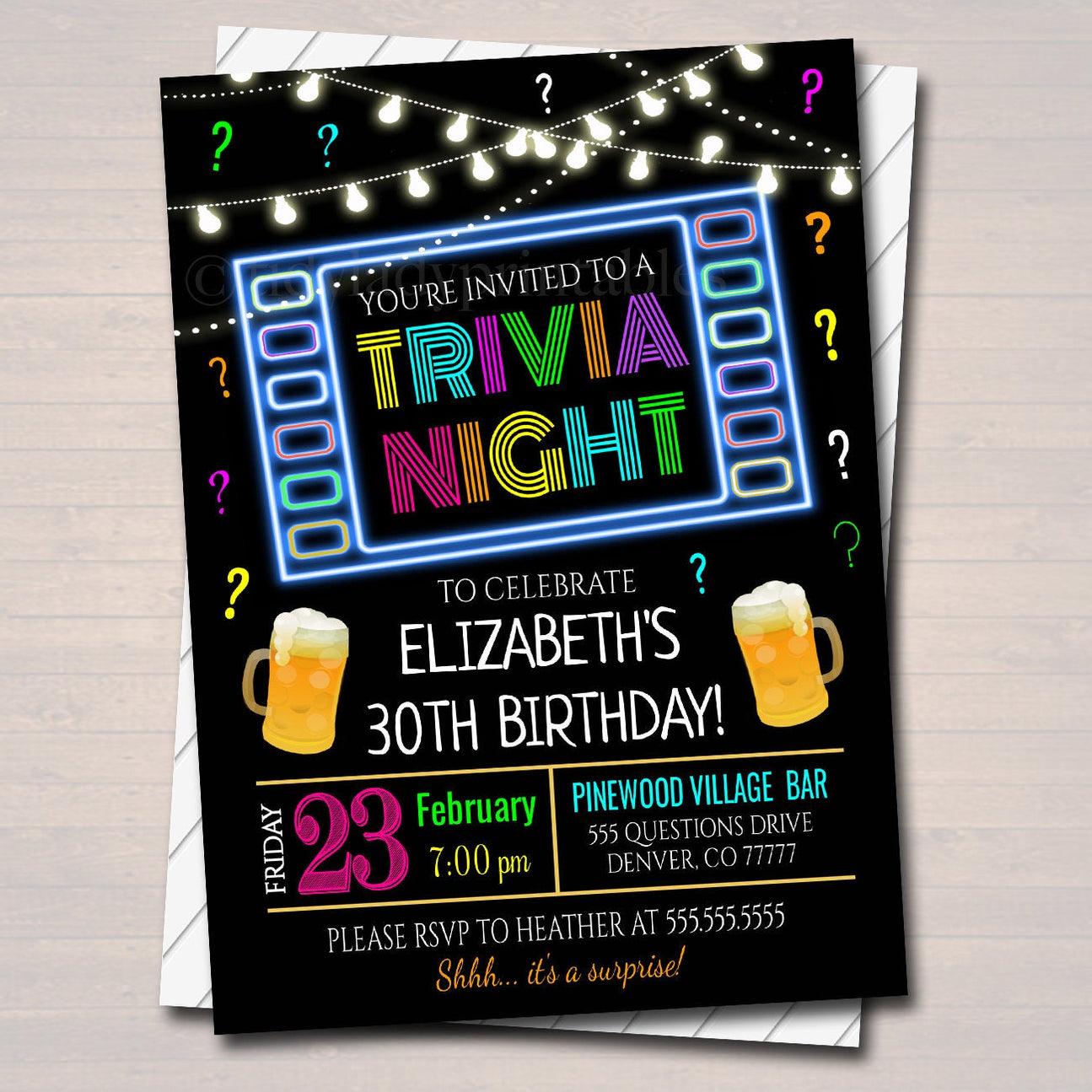 Trivia Night Party Invitation | TidyLady Printables