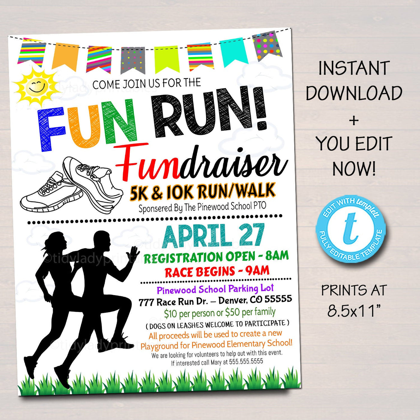 Fun Run Event Flyer Invite Template | TidyLady Printables