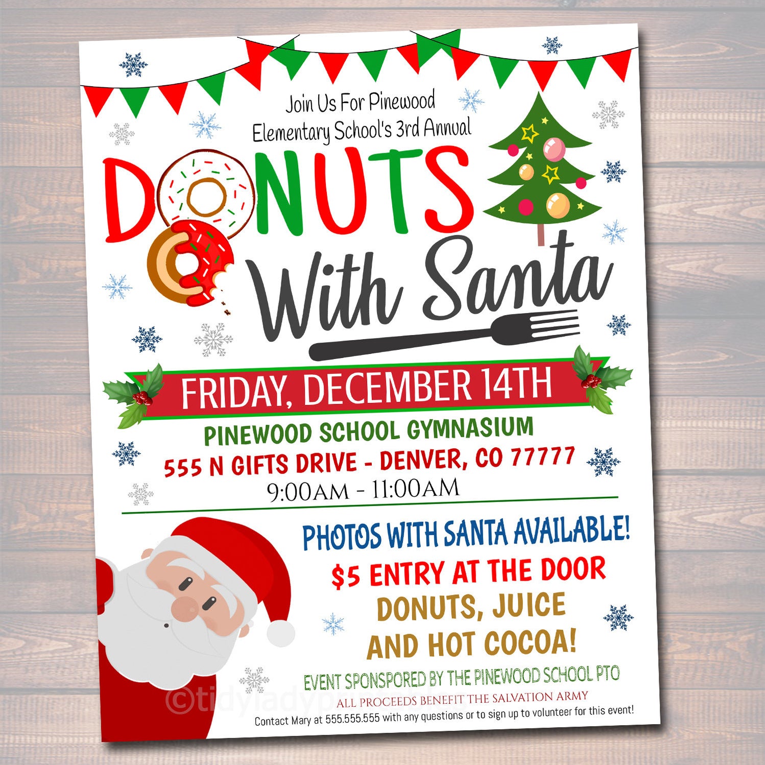 Donuts With Santa Flyer Invite | TidyLady Printables