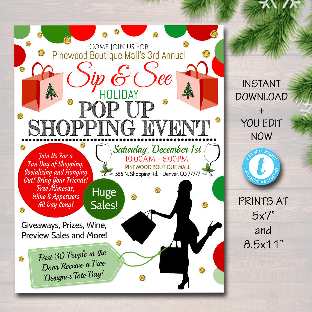 Christmas Shopping Flyer - Pop Up Boutique Shop — TidyLady Printables
