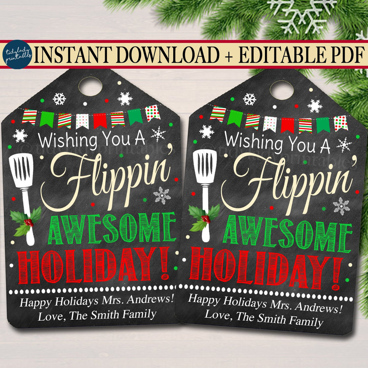 Holiday Gift Tag - Wish You a Flippin' Awesome Christmas — TidyLady ...