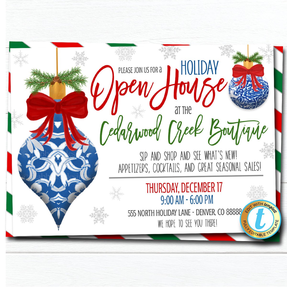 Holiday Open House Invitation - Boutique Shopping Event — TidyLady ...