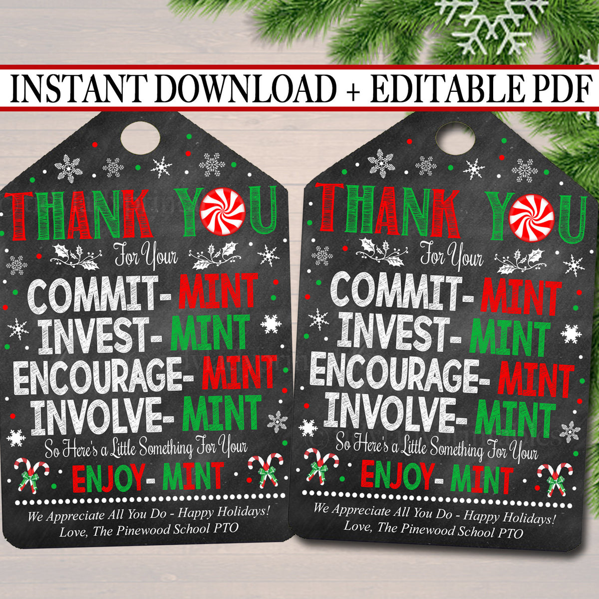 Christmas Mint Gift Tag | TidyLady Printables
