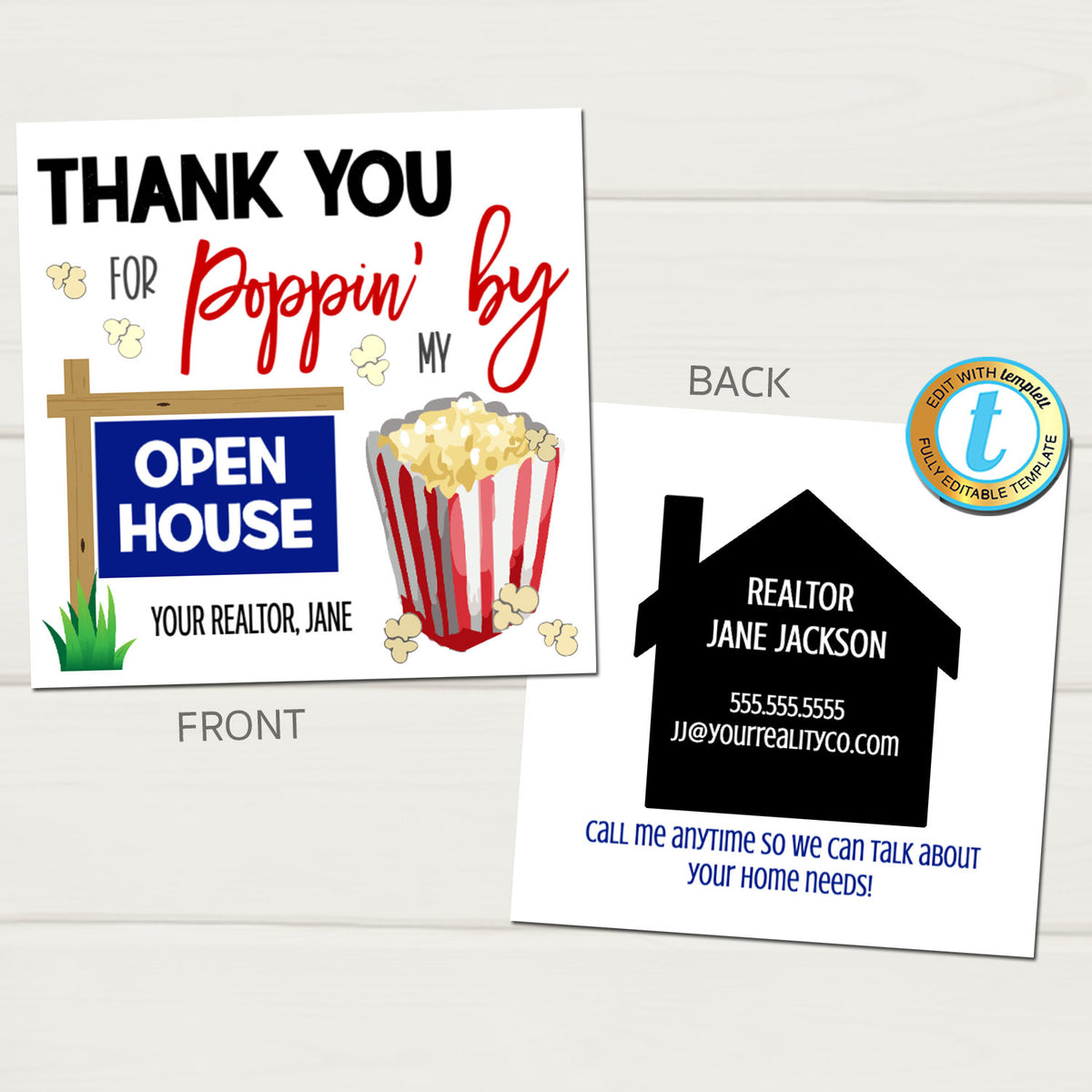 Realtor Open House Popcorn Gift Tags | TidyLady Printables