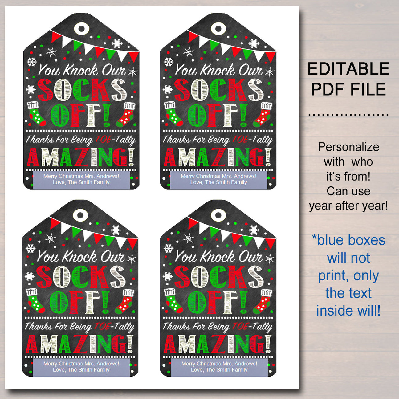 Christmas Socks Gift Tag | TidyLady Printables