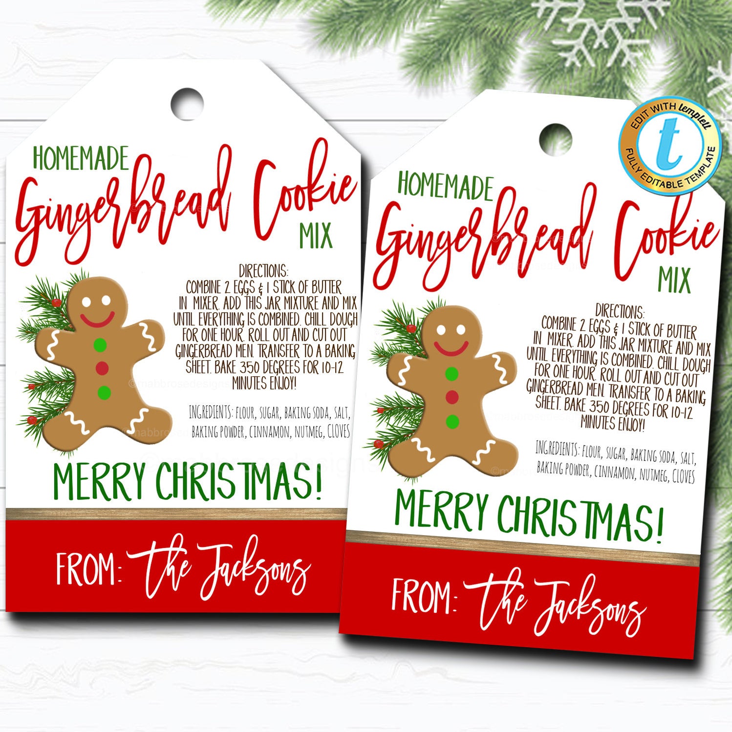 Christmas Gingerbread Recipe Gift Tag | TidyLady Printables
