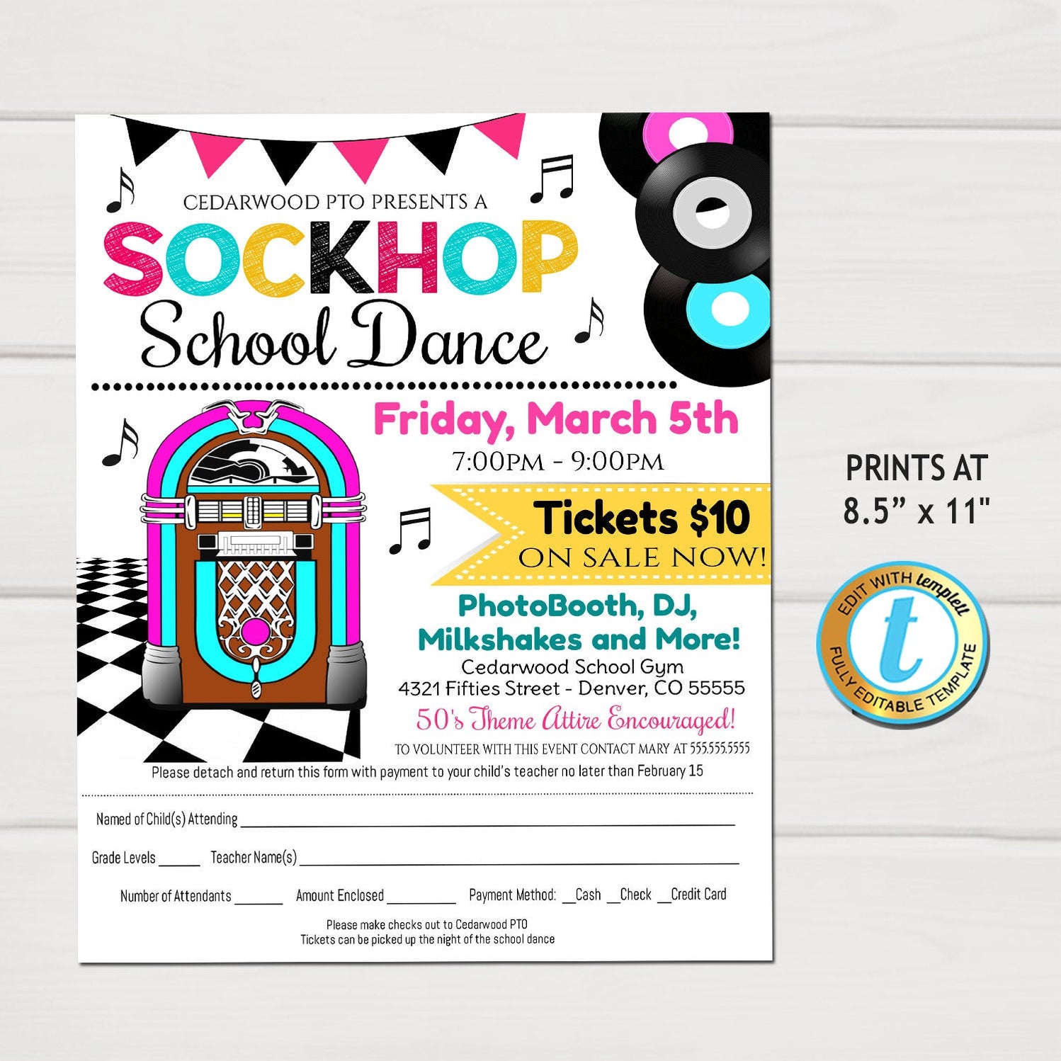 50's Theme Sock Hop School Dance Printable Invite Set — TidyLady Printables