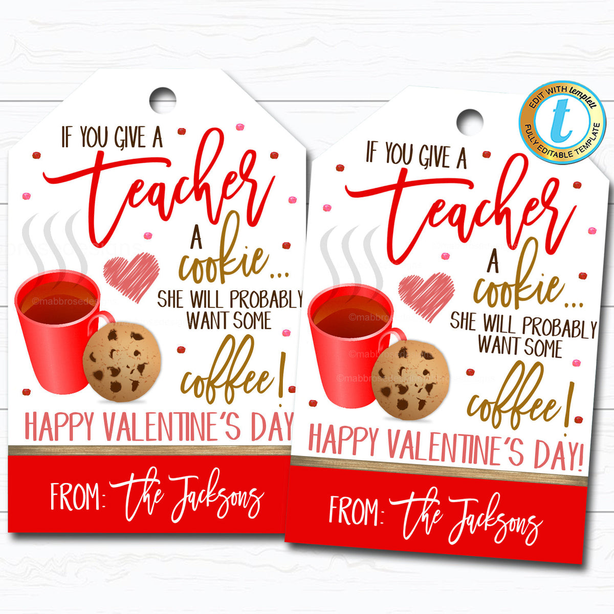 Valentine's Day Teacher Staff Gift Tag | TidyLady Printables