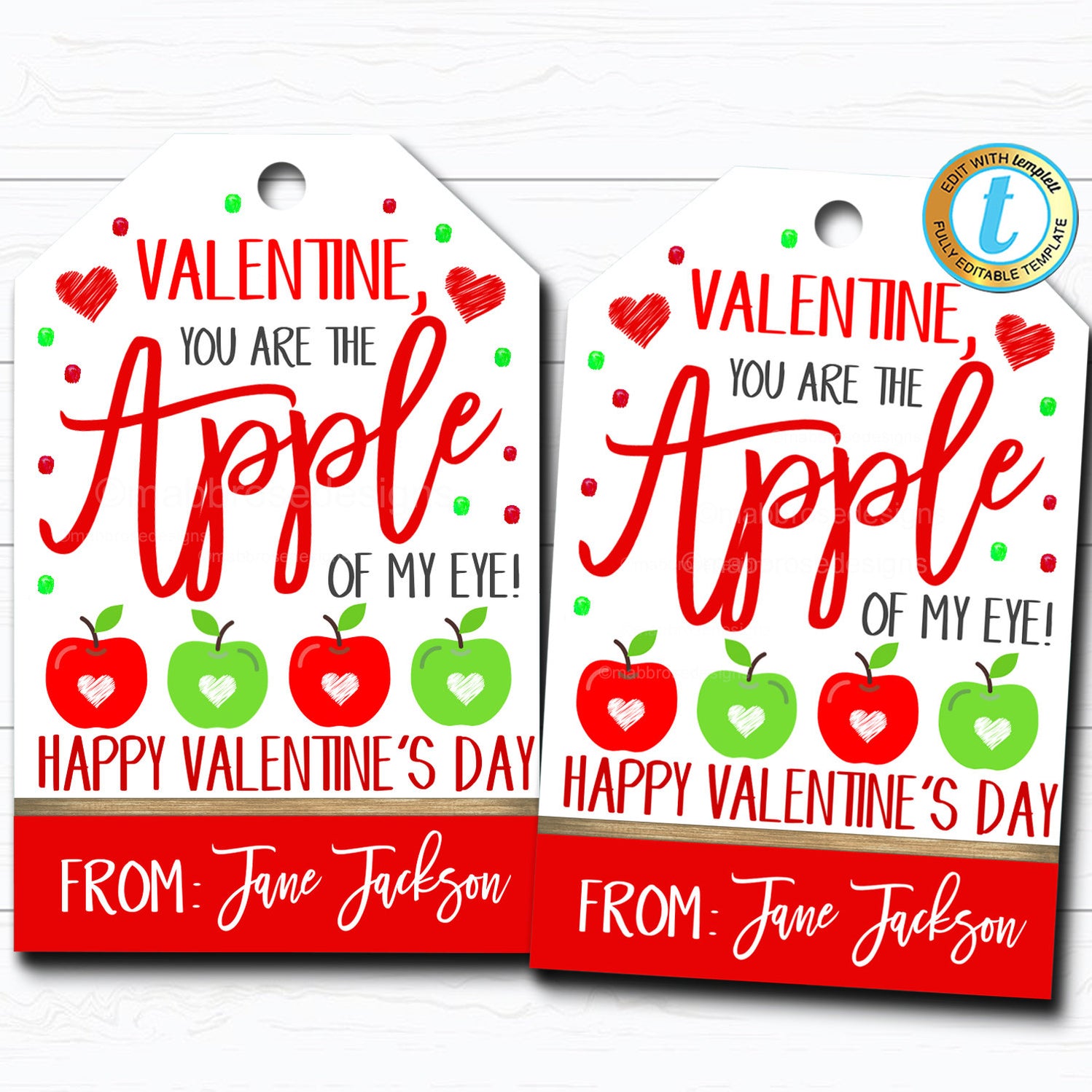 Valentine's Day Apple Gift Tags | TidyLady Printables