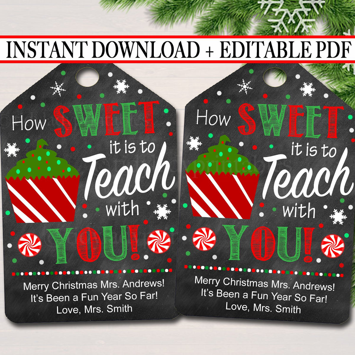 Christmas Teacher Appreciation Gift Tag | TidyLady Printables