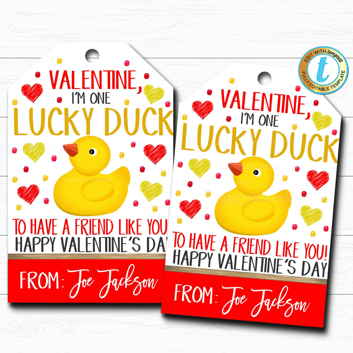 Valentine's Day Lucky Duck Gift Tags | TidyLady Printables