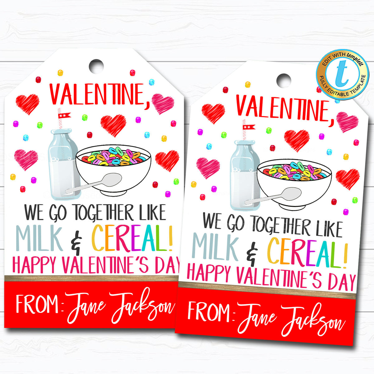 Valentine's Day Cereal Gift Tags | TidyLady Printables