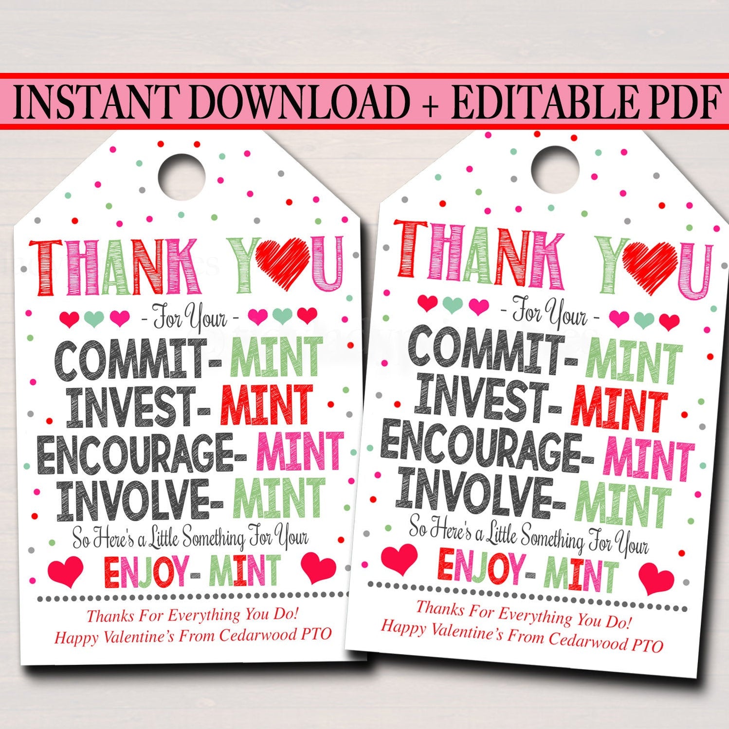 Valentines Day "Mint" Thank You Tags | TidyLady Printables