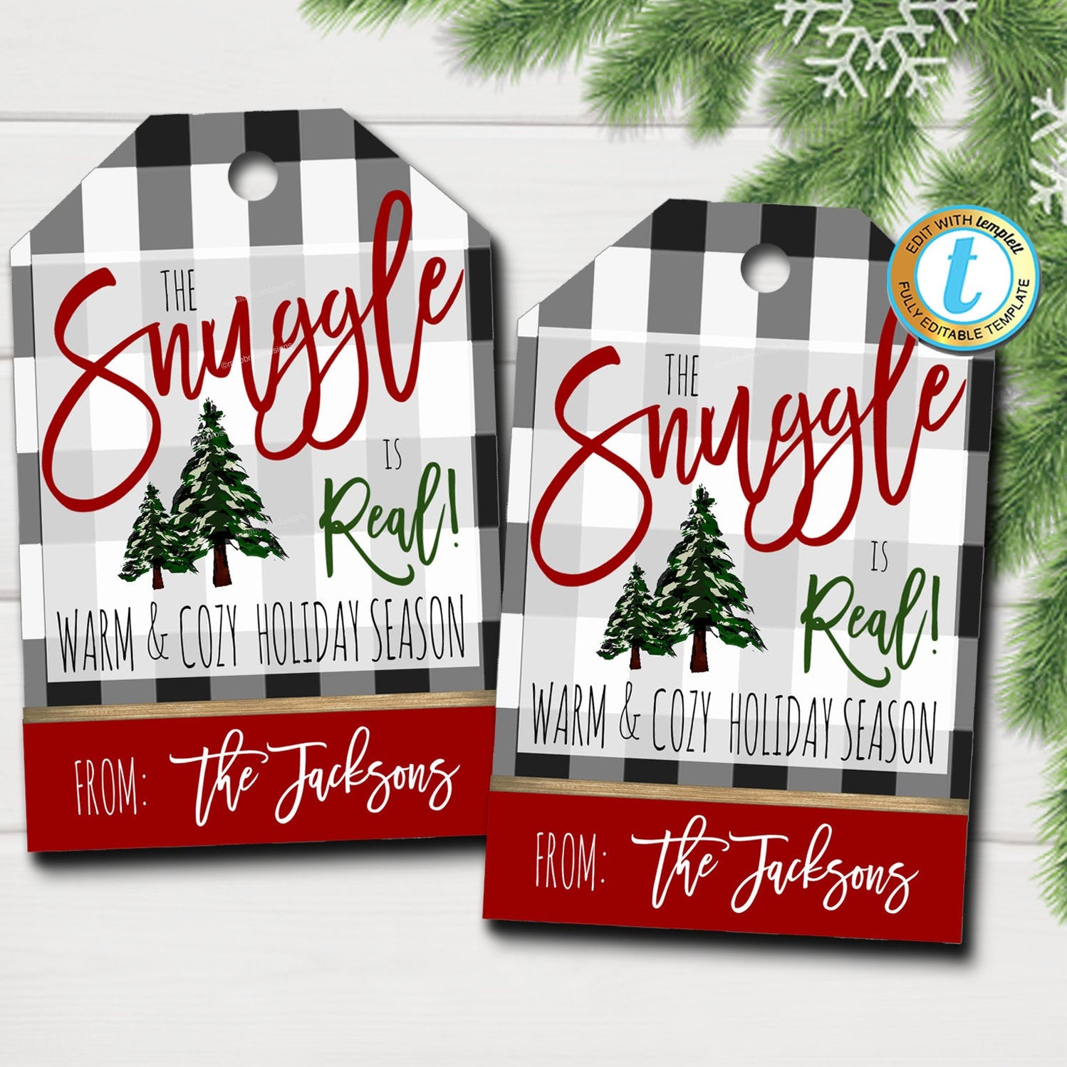 Christmas Gift Tags - The Snuggle is Real | TidyLady Printables