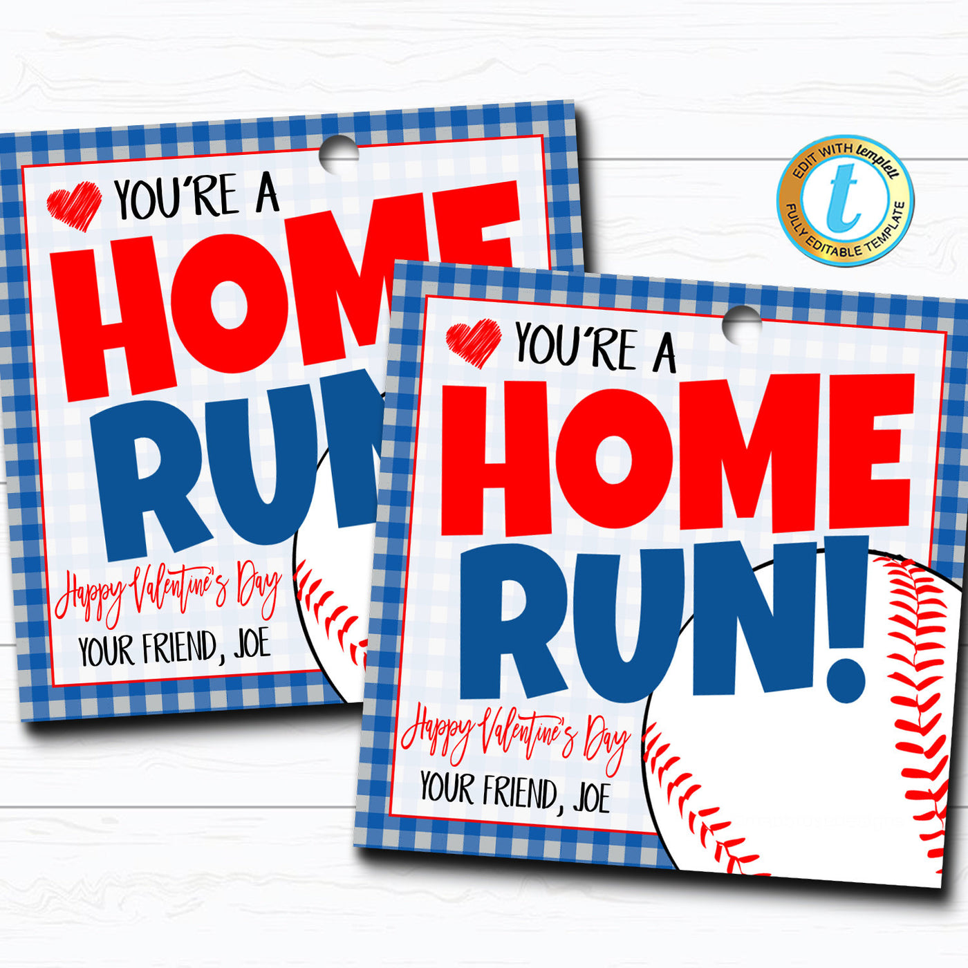 Baseball Valentine's Day Gift Tags | TidyLady Printables