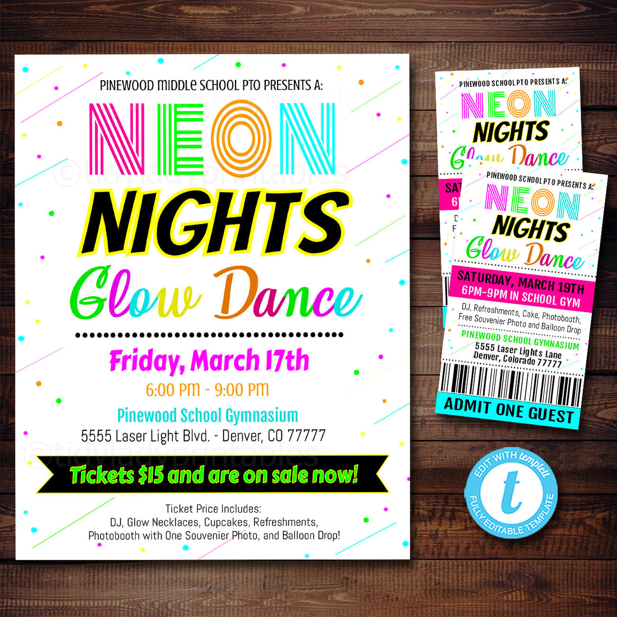 Glow Dance School Set - Neon Nights Dance Printable — TidyLady Printables
