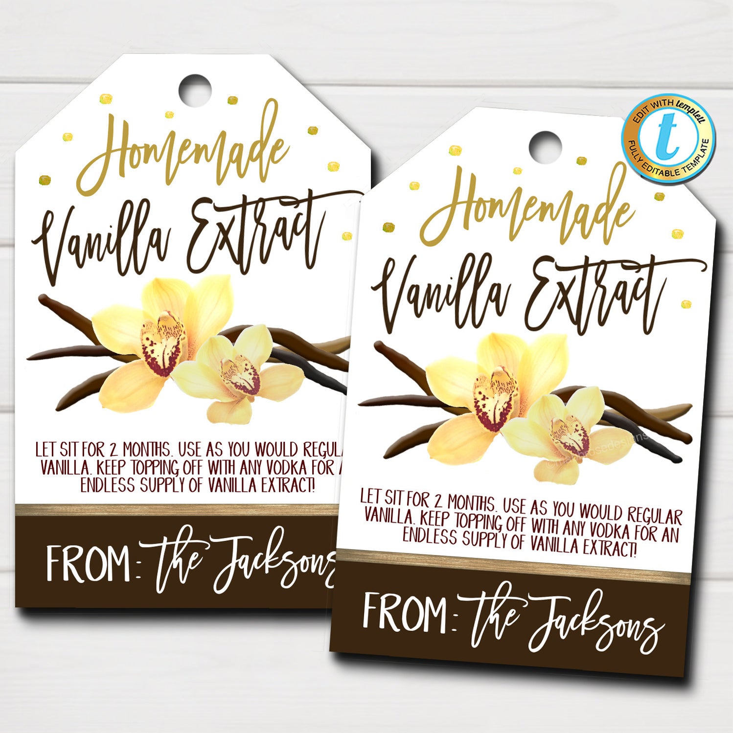 Vanilla Extract Gift Tags, Homemade Vanilla Treat Gift Tag — TidyLady ...