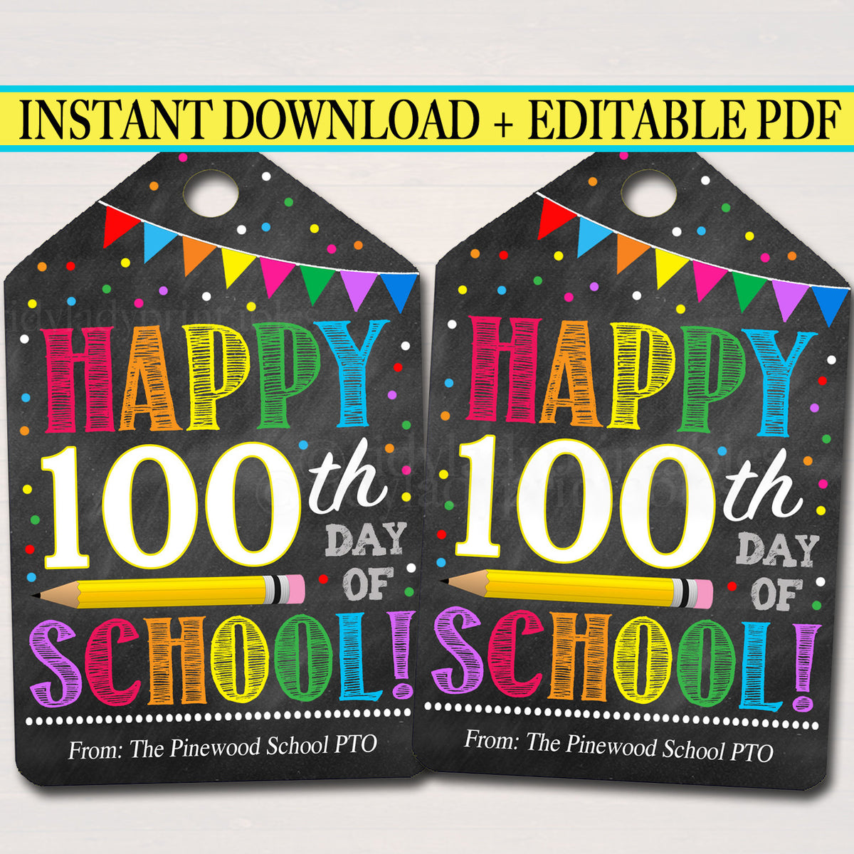 100th Day of School Gift Tag | TidyLady Printables