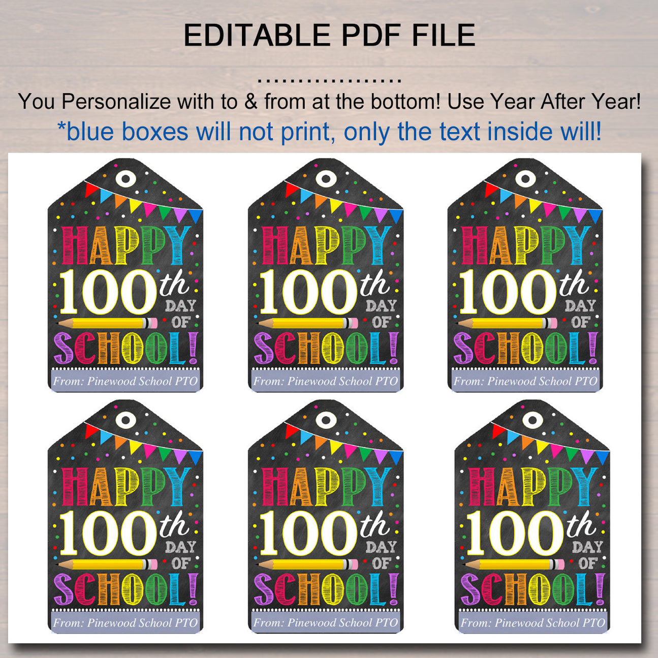 100th Day of School Gift Tag | TidyLady Printables