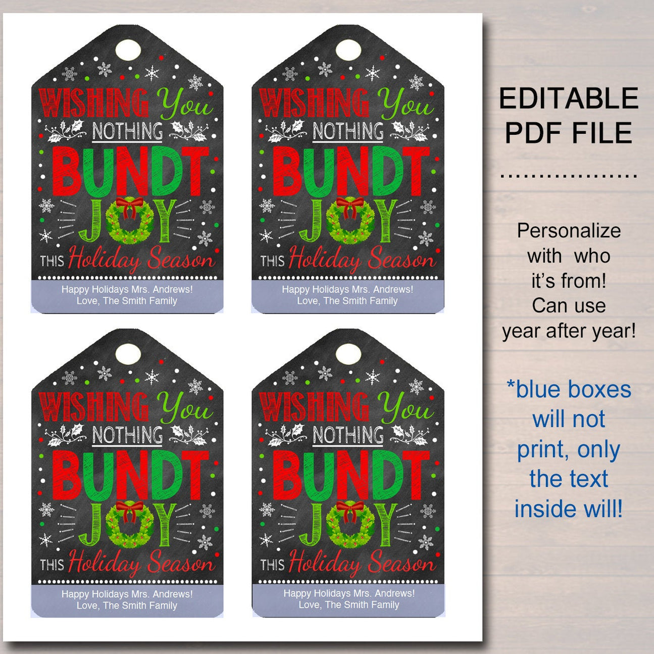 Christmas Bundt Cake Gift Tags | TidyLady Printables