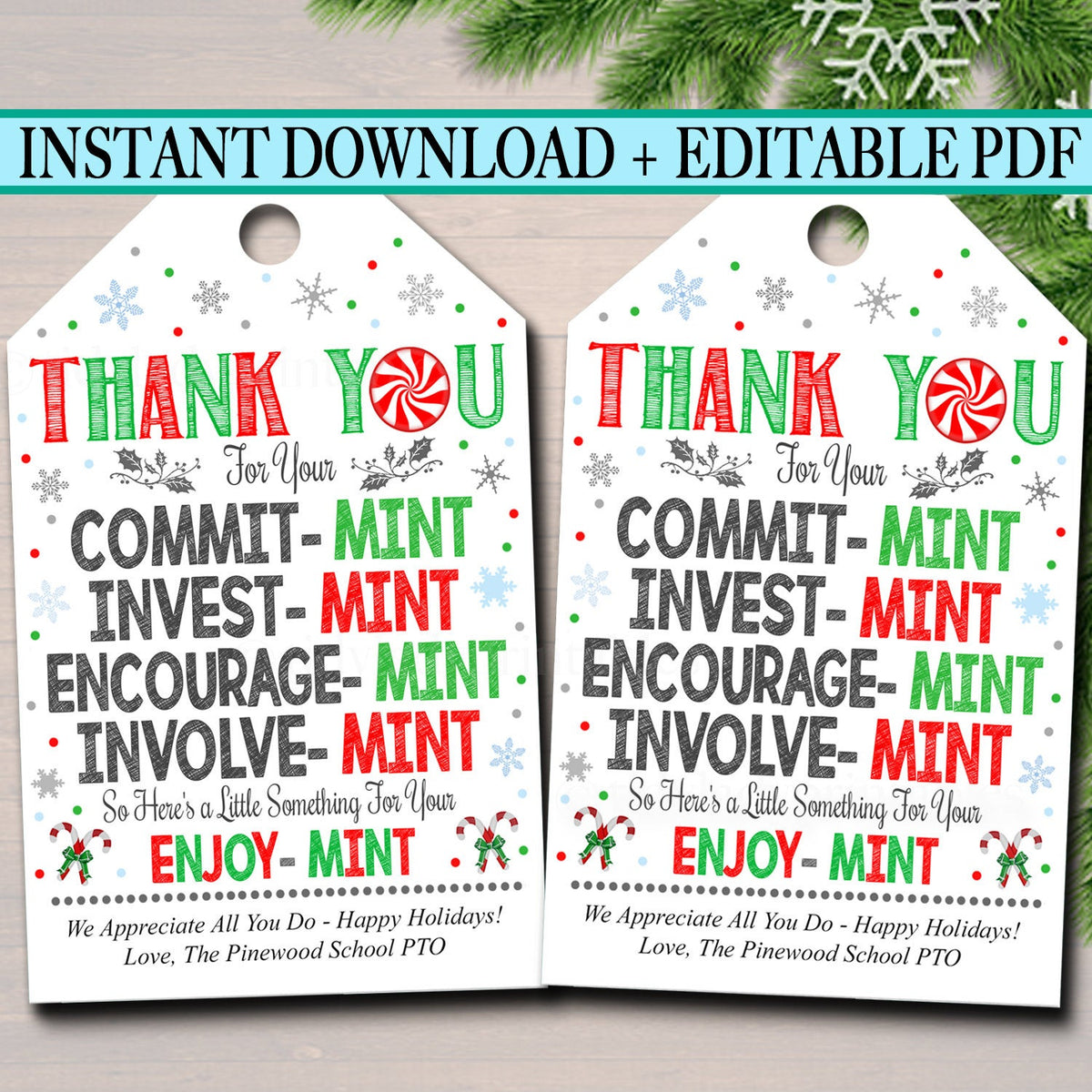 Christmas Mint Gift Tag | TidyLady Printables