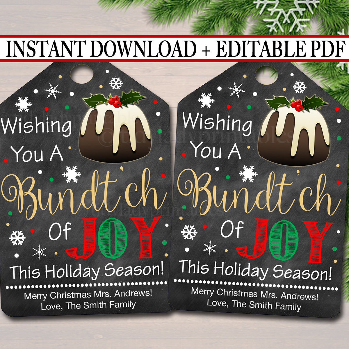 Christmas Bundt Cake Gift Tag | TidyLady Printables