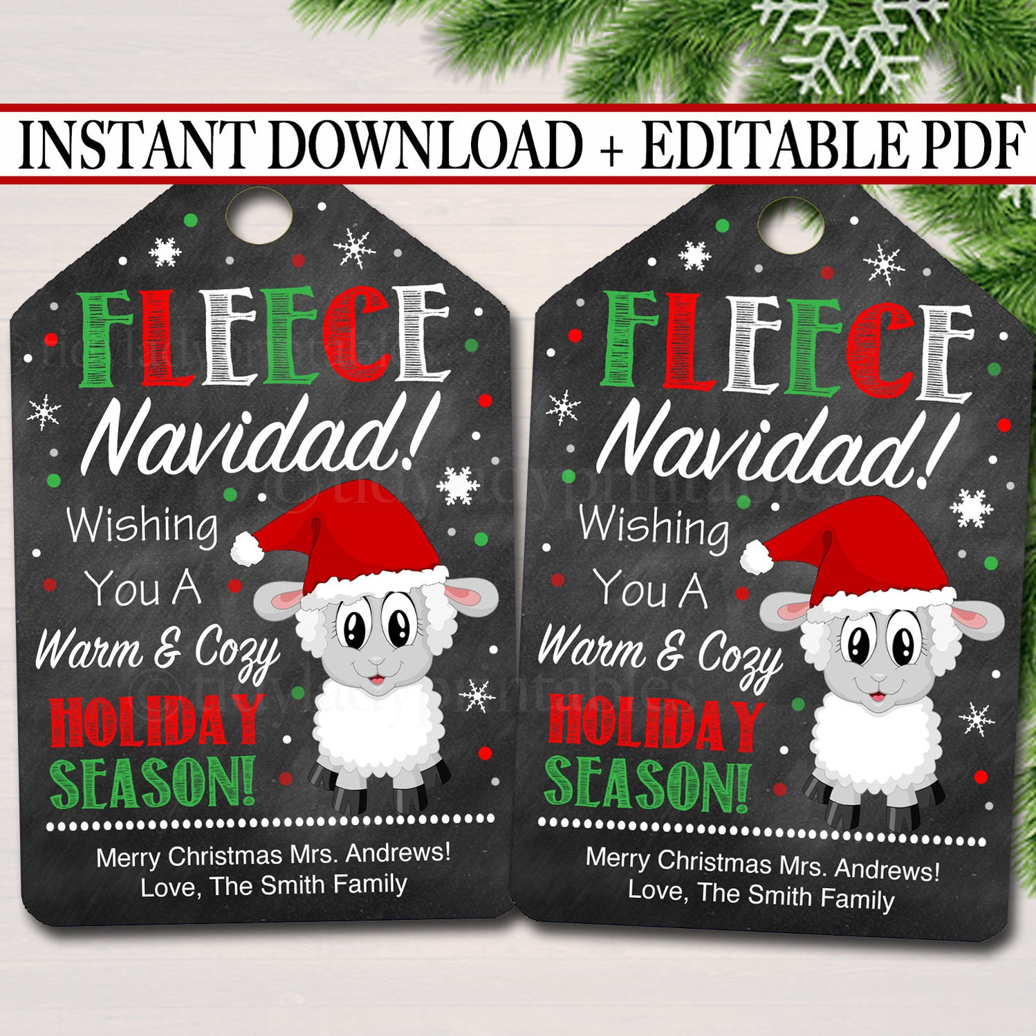 Fleece Navidad Christmas Gift Tags | TidyLady Printables
