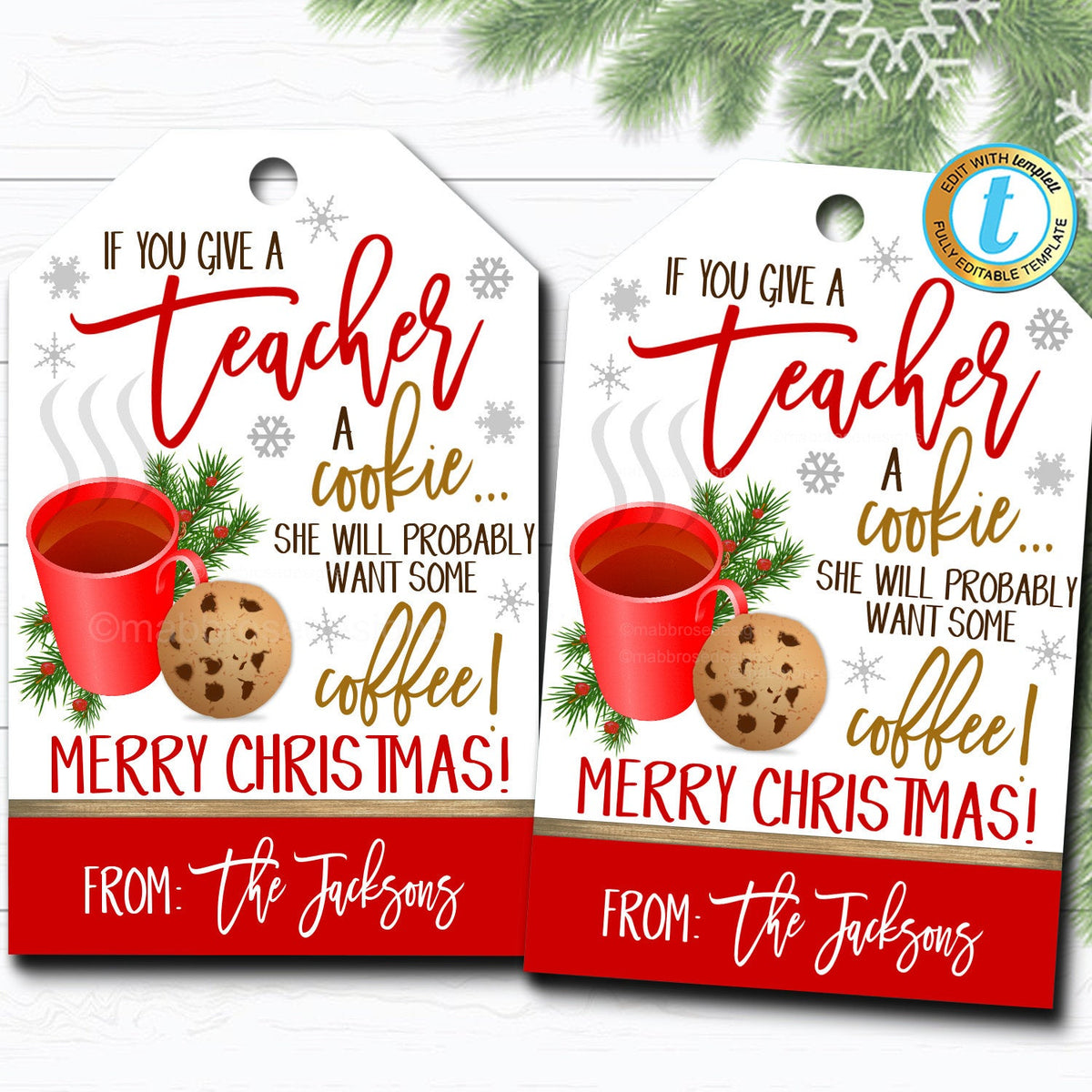 Christmas Teacher Gift Tags | TidyLady Printables