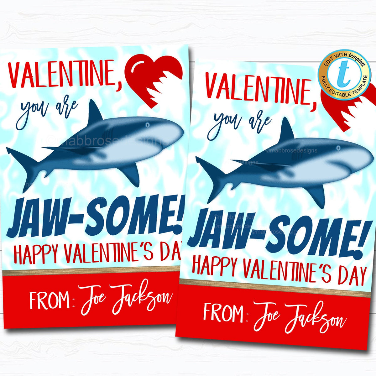 Shark Valentine's Day Gift Tag You're Jaw-some Printable — TidyLady ...