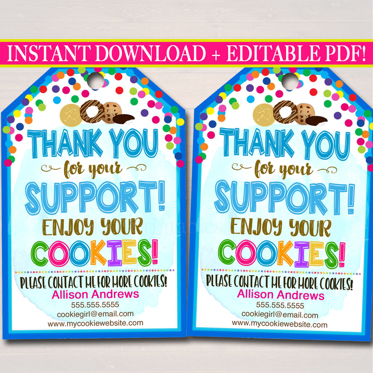 Cookie Thank You Gift Tag | TidyLady Printables