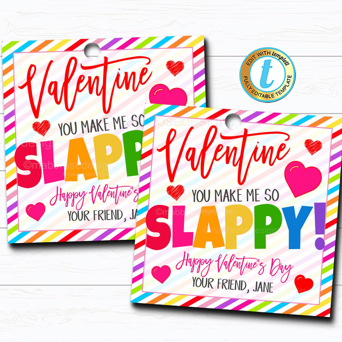 Slap Bracelet Valentine's Gift Tag | TidyLady Printables