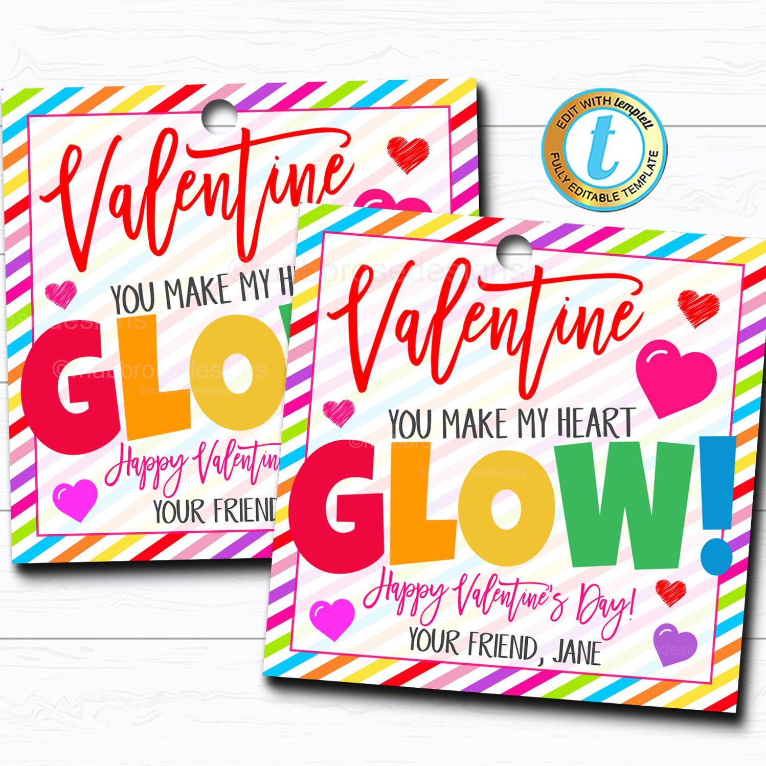 Glow Stick Valentine's Day Gift Tag | TidyLady Printables