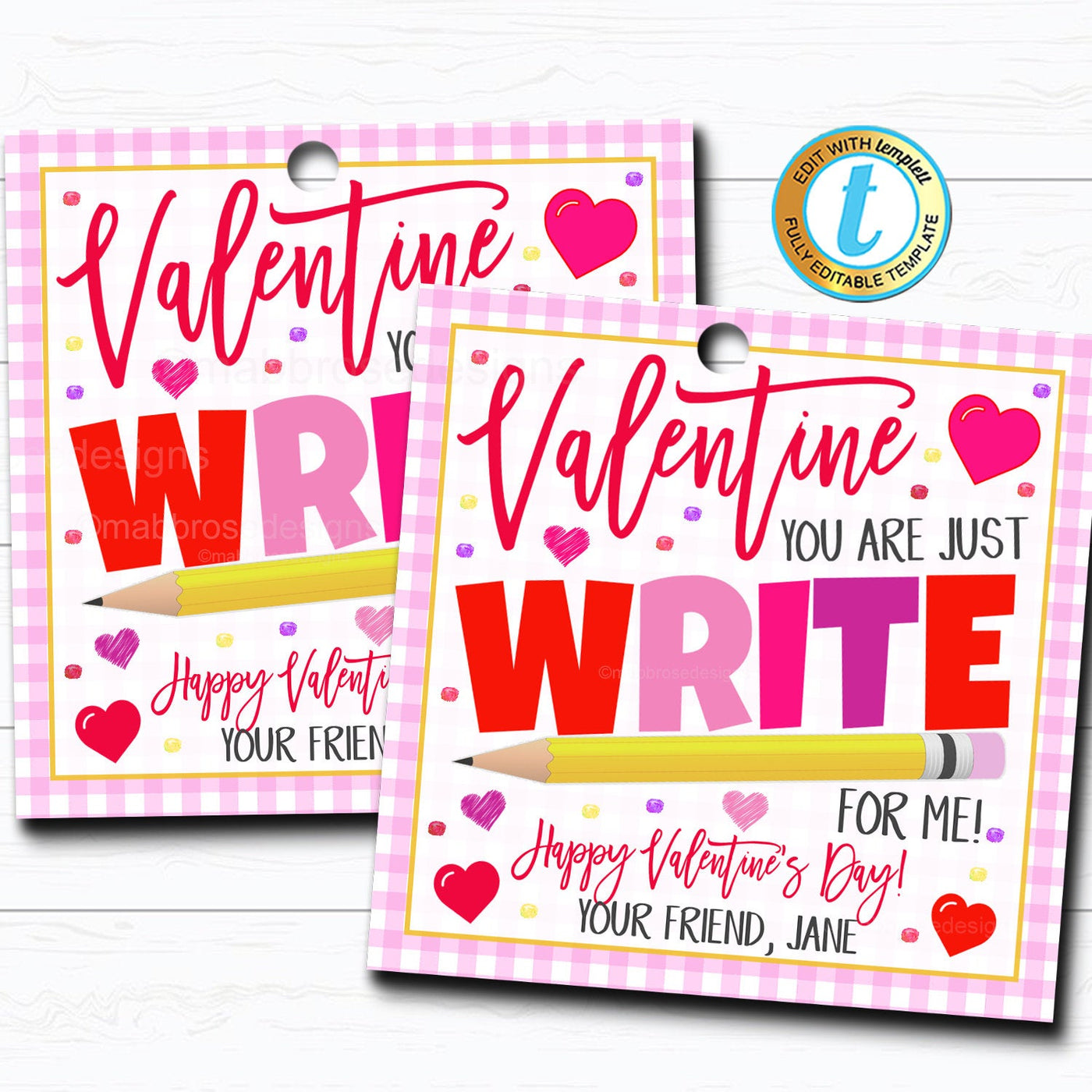 Pencil Valentine's Gift Tag | TidyLady Printables