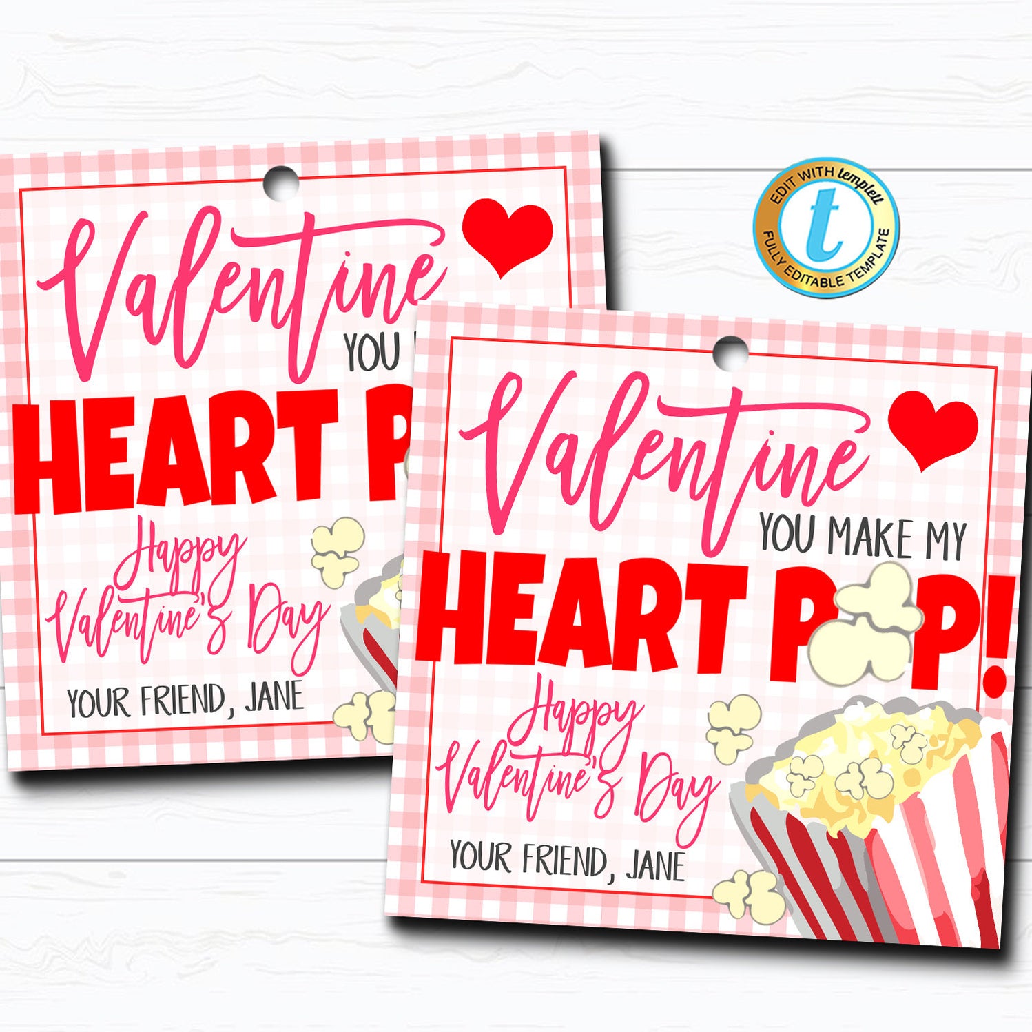 Valentine Popcorn Gift Tags, You make my heart Pop Printable — TidyLady ...