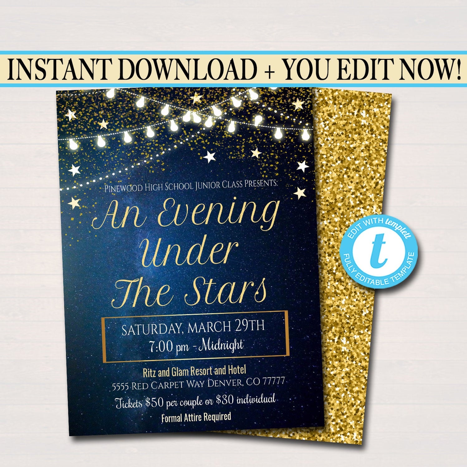 Starry Night Prom Dance Invitation | TidyLady Printables
