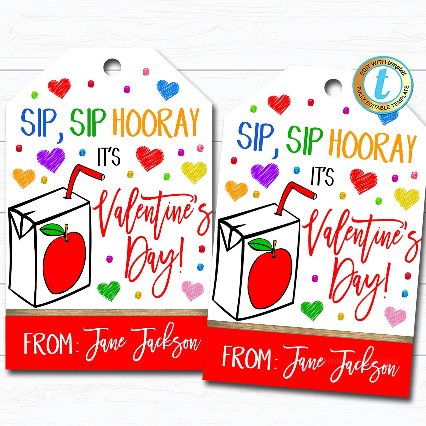 Valentine Juice Box Gift Tags | Sip Sip Hooray Printable Tag — TidyLady ...