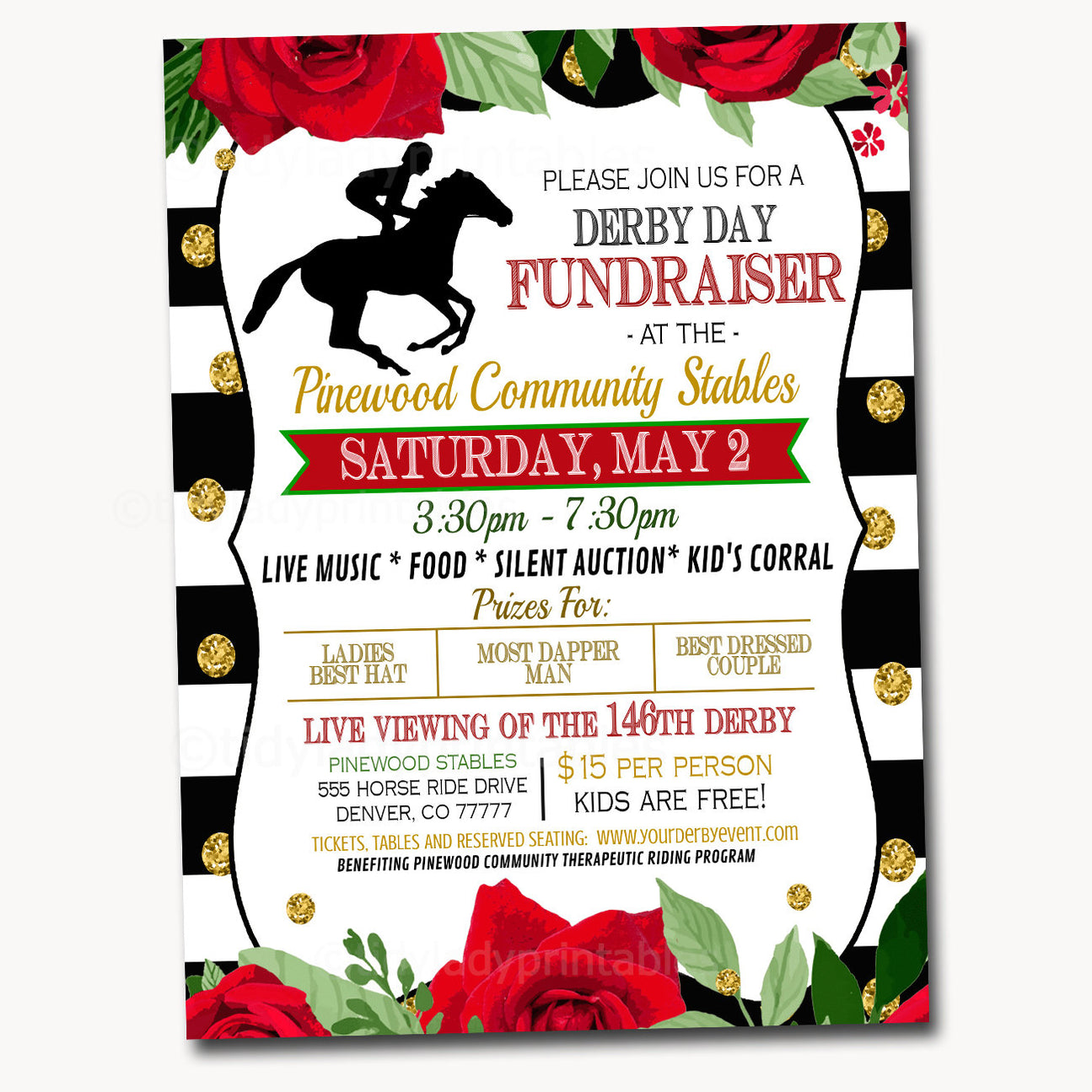 Derby Fundraiser Flyer Invite | TidyLady Printables
